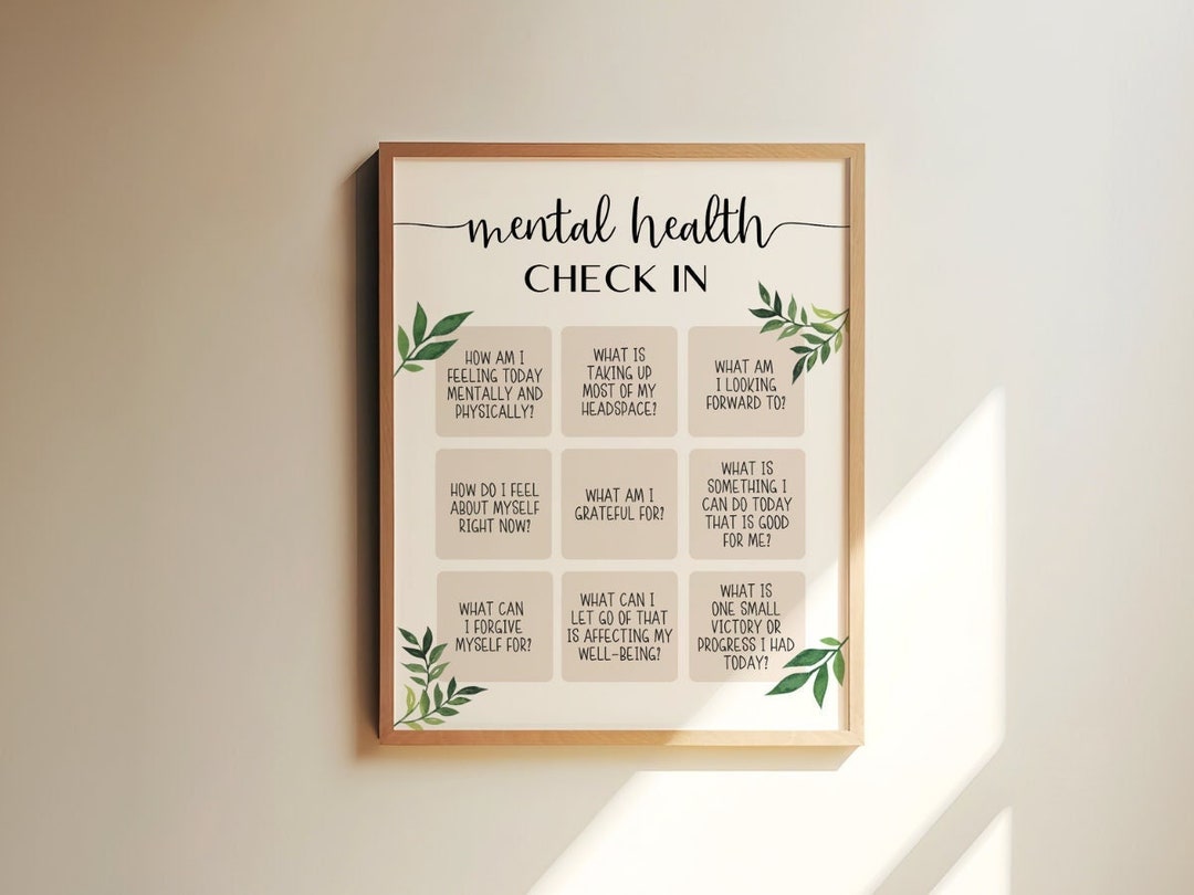 Mental Health Check in Poster Self-care Print Therapy Office Decor ...