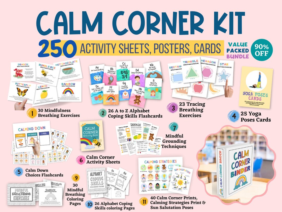 250 Calm Down Corner Kit Kids Emotional Self Regulation Activities ...