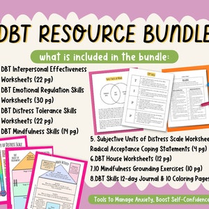 DBT Bundle Workbook Skills Therapy Worksheets Group Activities Cheat ...