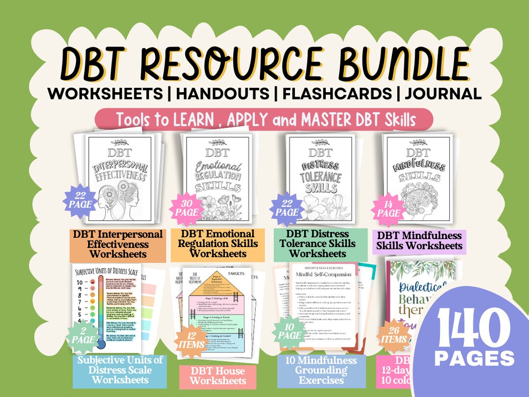 DBT Bundle Workbook Skills Therapy Worksheets Group Activities Cheat ...