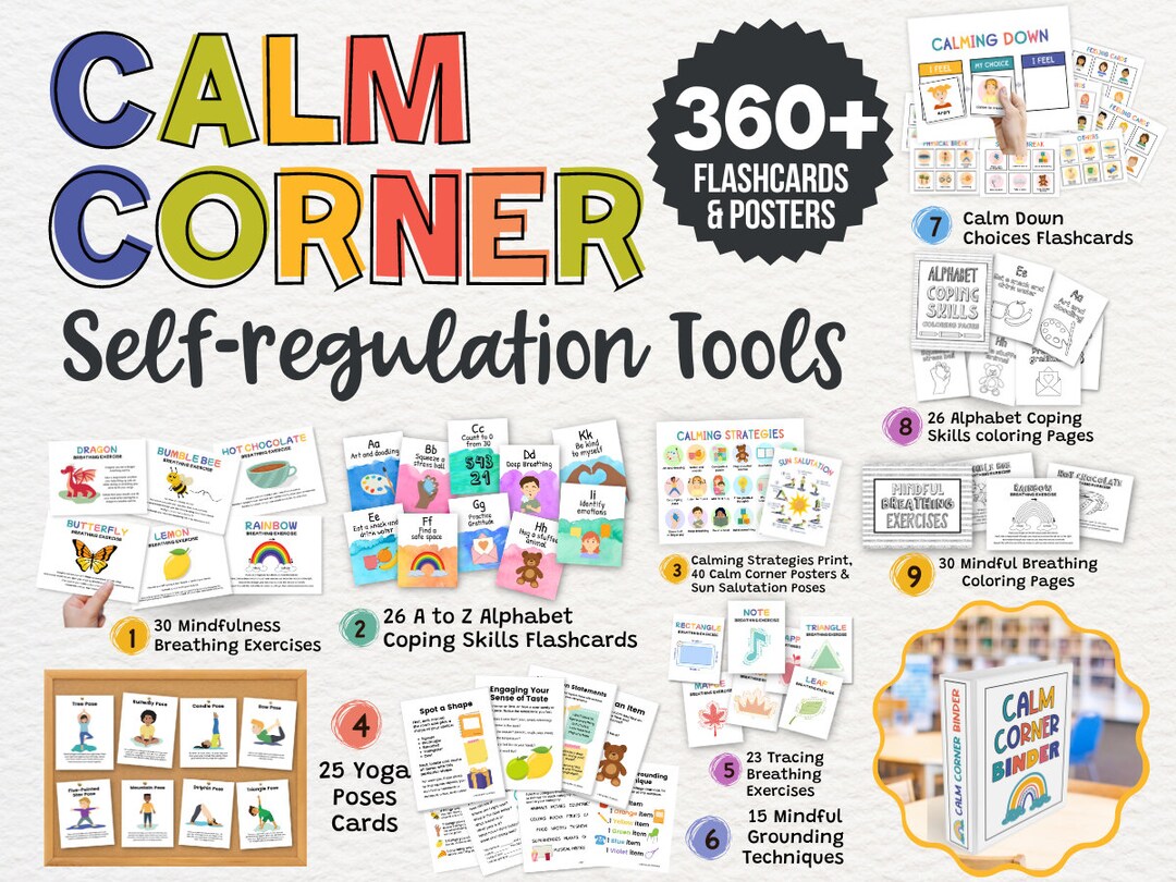 360 Calm Down Corner Kit Toddler Sign Posters Counselor Office Art ...