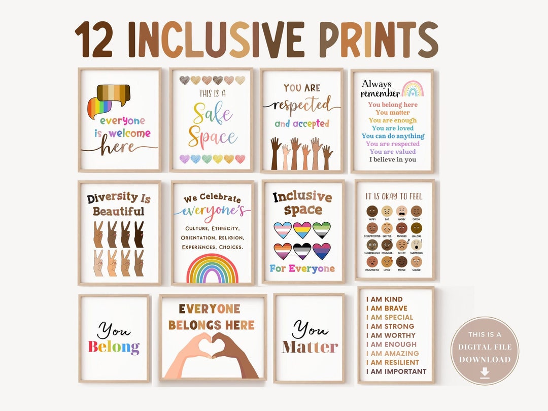 Inclusion School Counseling Office Decor Posters Counselor Wall Art ...