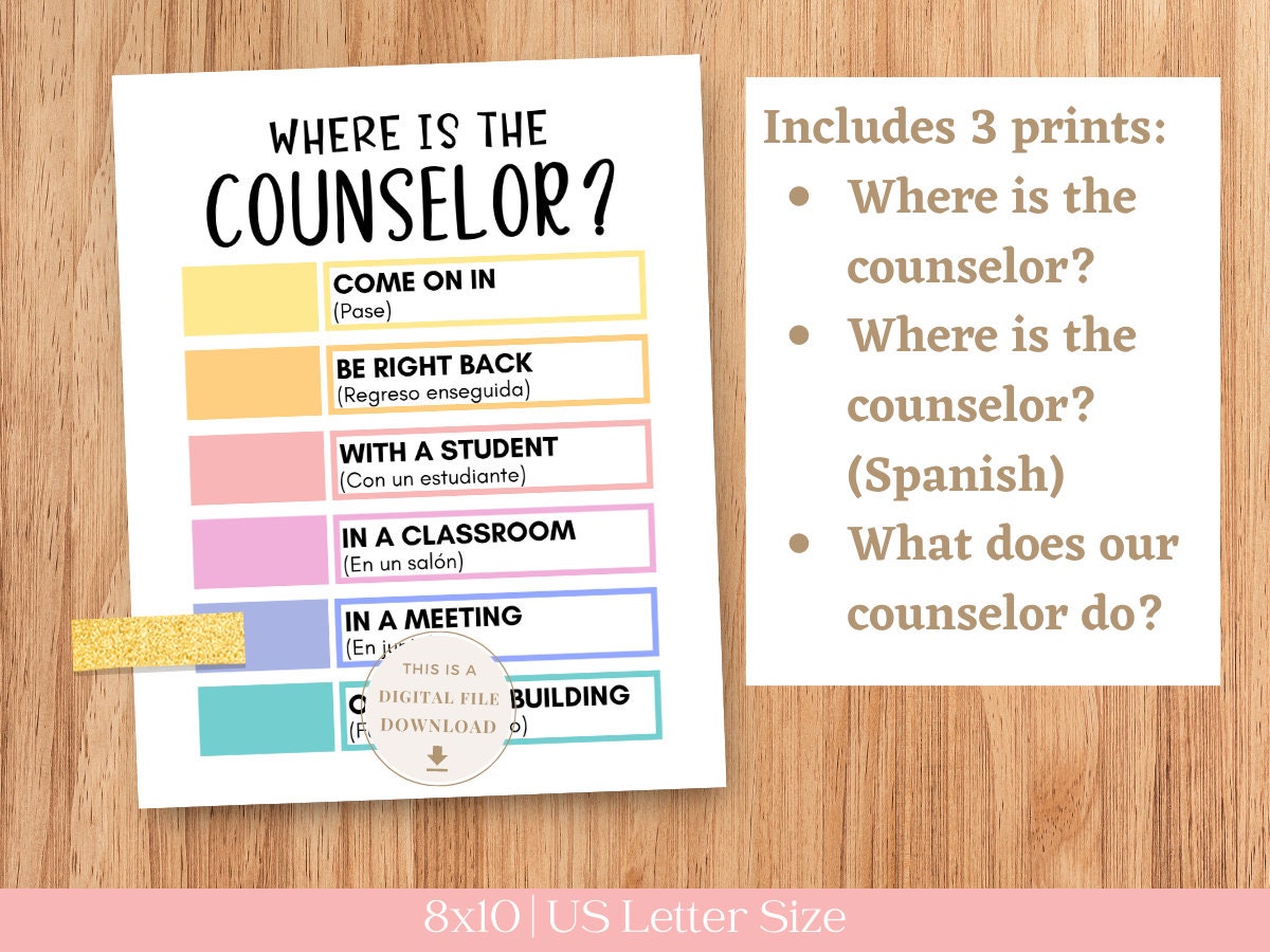 3 School Counseling Door Sign Decor Counselor Poster Wall Art School ...