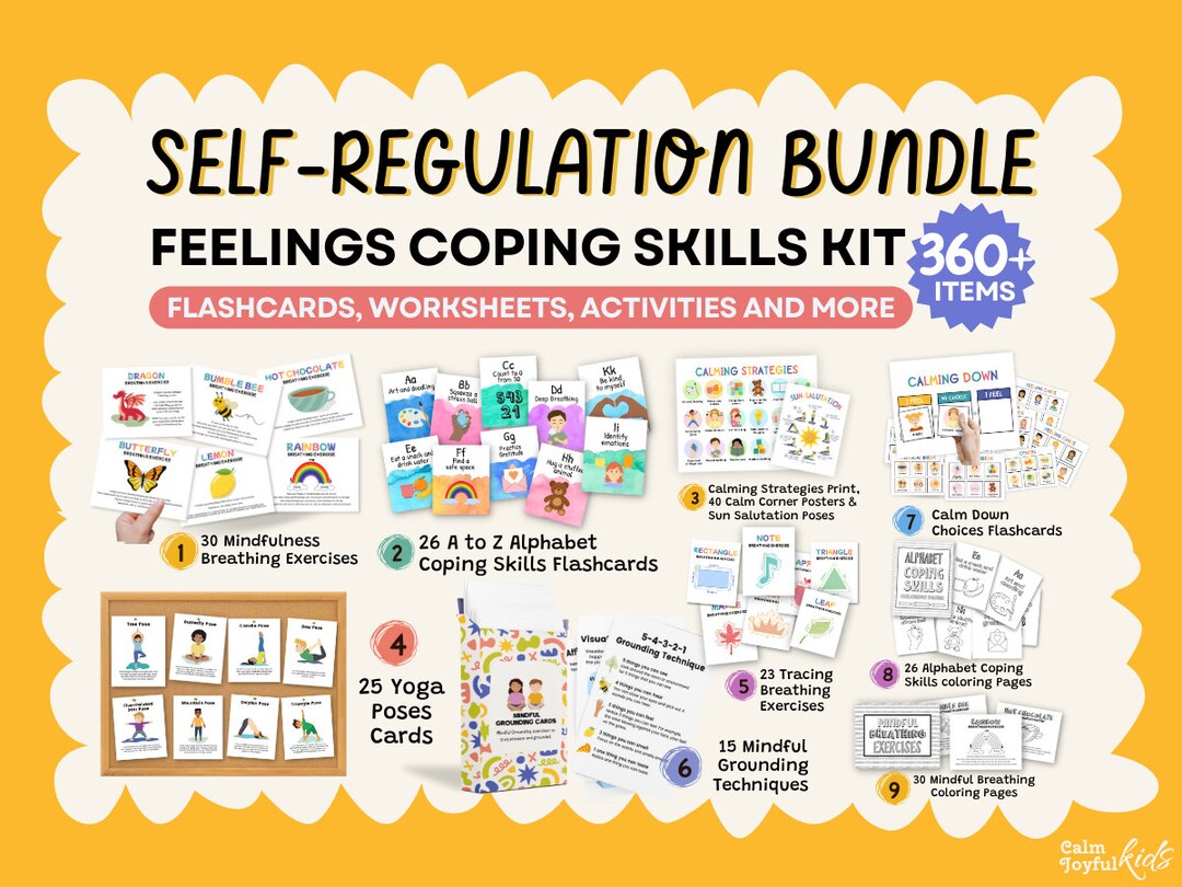 360 Coping Skills Poster List Kids Cards Emotions Chart for Toddlers ...