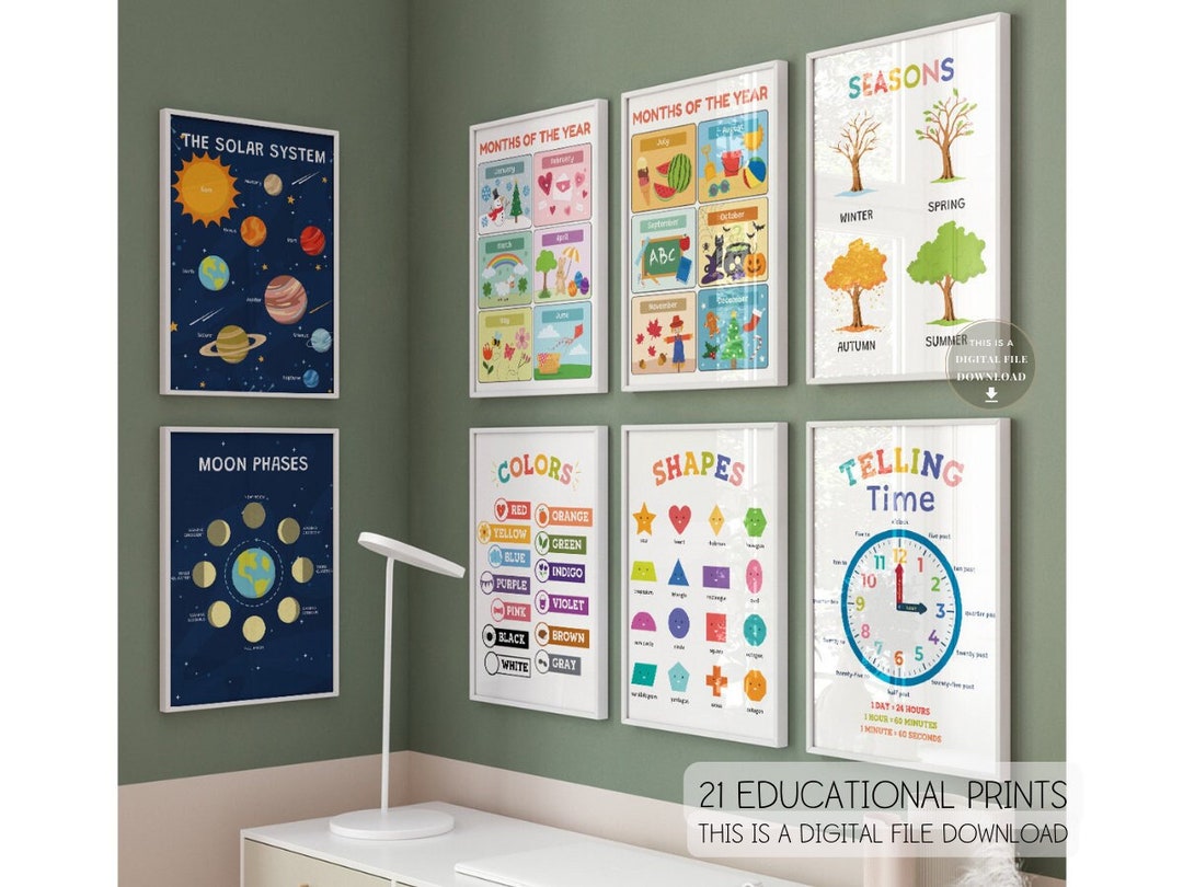 21 Preschool Educational Bundle Posters Set Playroom Rules Sign ...