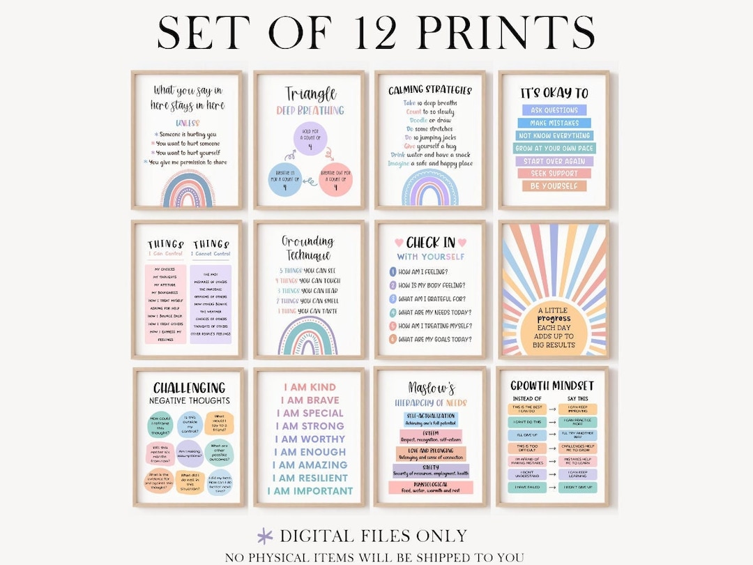 Set 12 Social Worker Office Decor Work Posters School Psych Wall Art ...