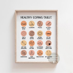 Healthy Coping Skills Poster Counselling Decor Psychology Office Art ...