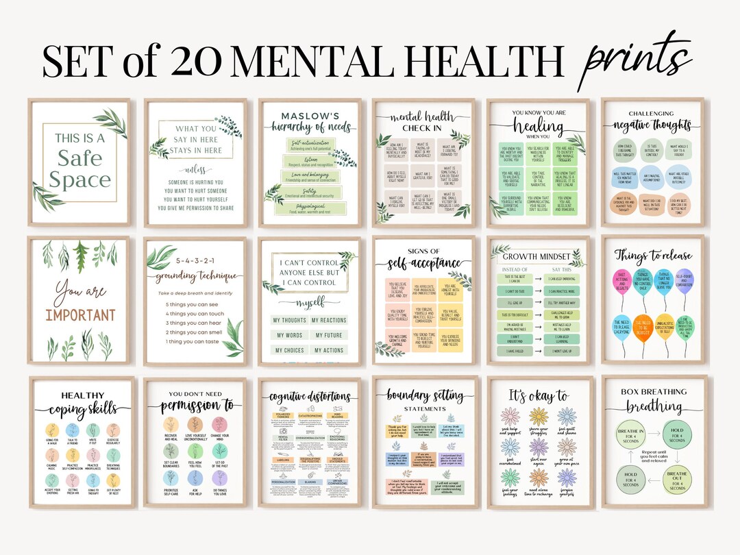 Bundle 20 Therapy Office Decor Counselor Posters Counseling Wall Art ...