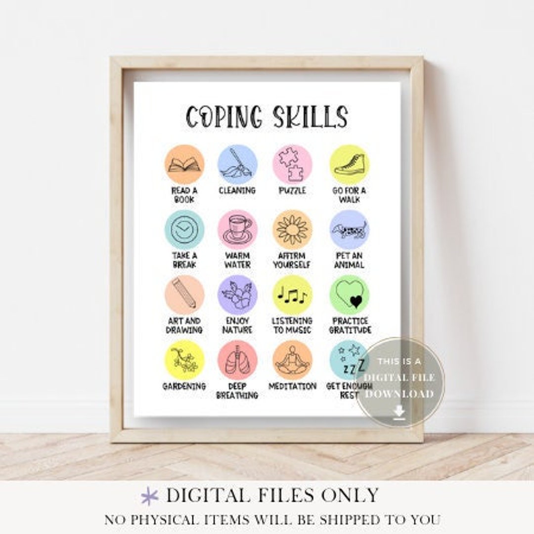 Coping Skills Poster Counselor Office Decor Therapy Print Therapist ...