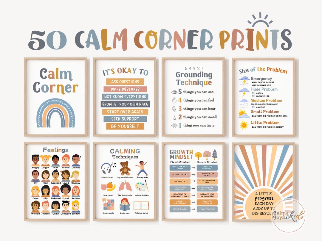 50 Printable Calming Corner Kids Prints School Counseling Posters ...