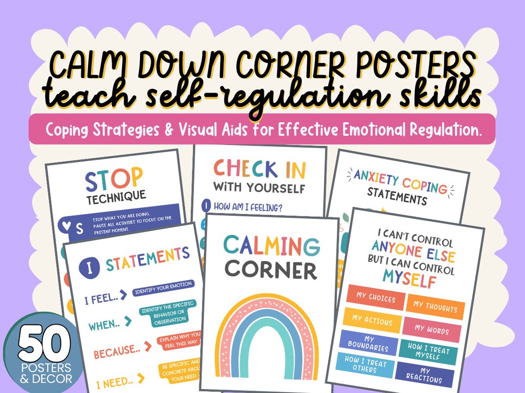 50 Calming Corner Poster Signs Calm Down Classroom Self Regulation ...