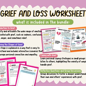 Grief and Loss Worksheets Teens Therapy Workbook Counseling Activities ...
