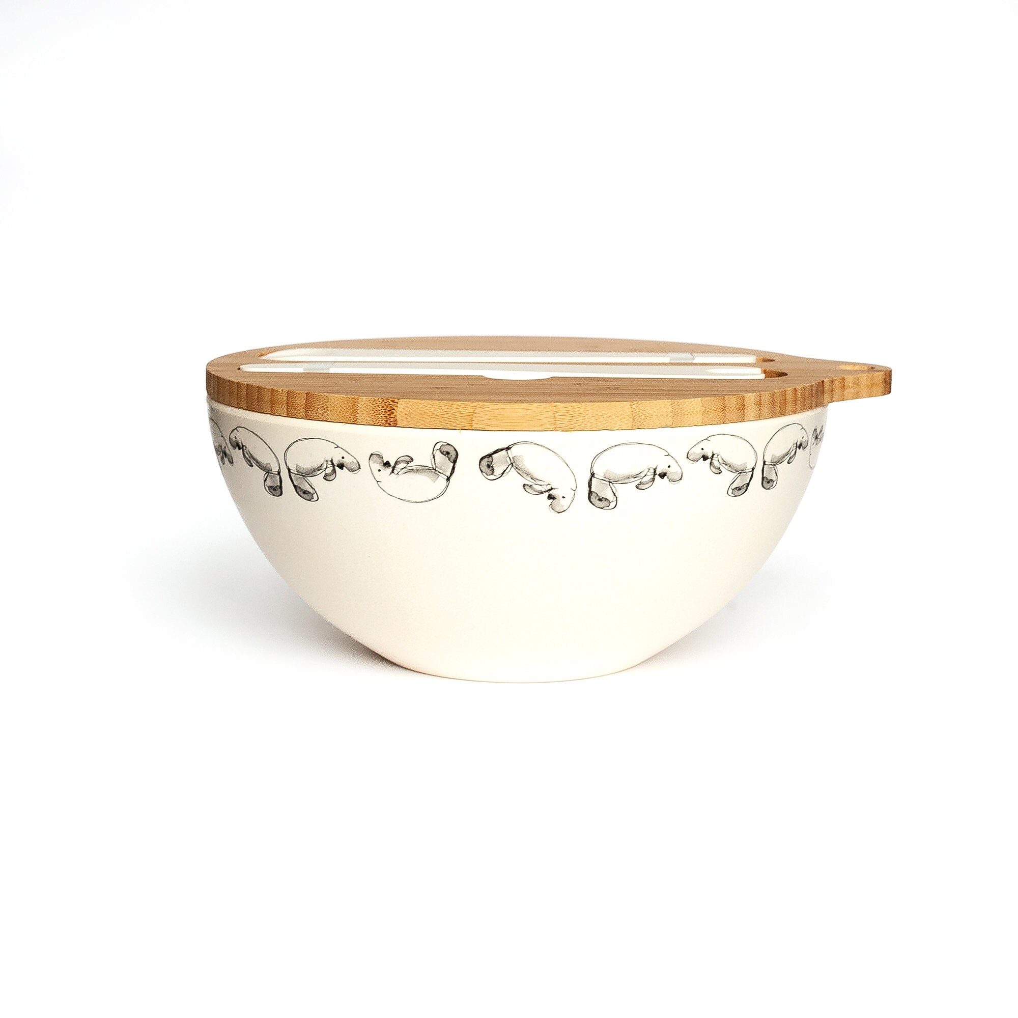 Dining & Serving Bowls Grey Bamboo Salad Serving Bowl with Grey Dugong ...