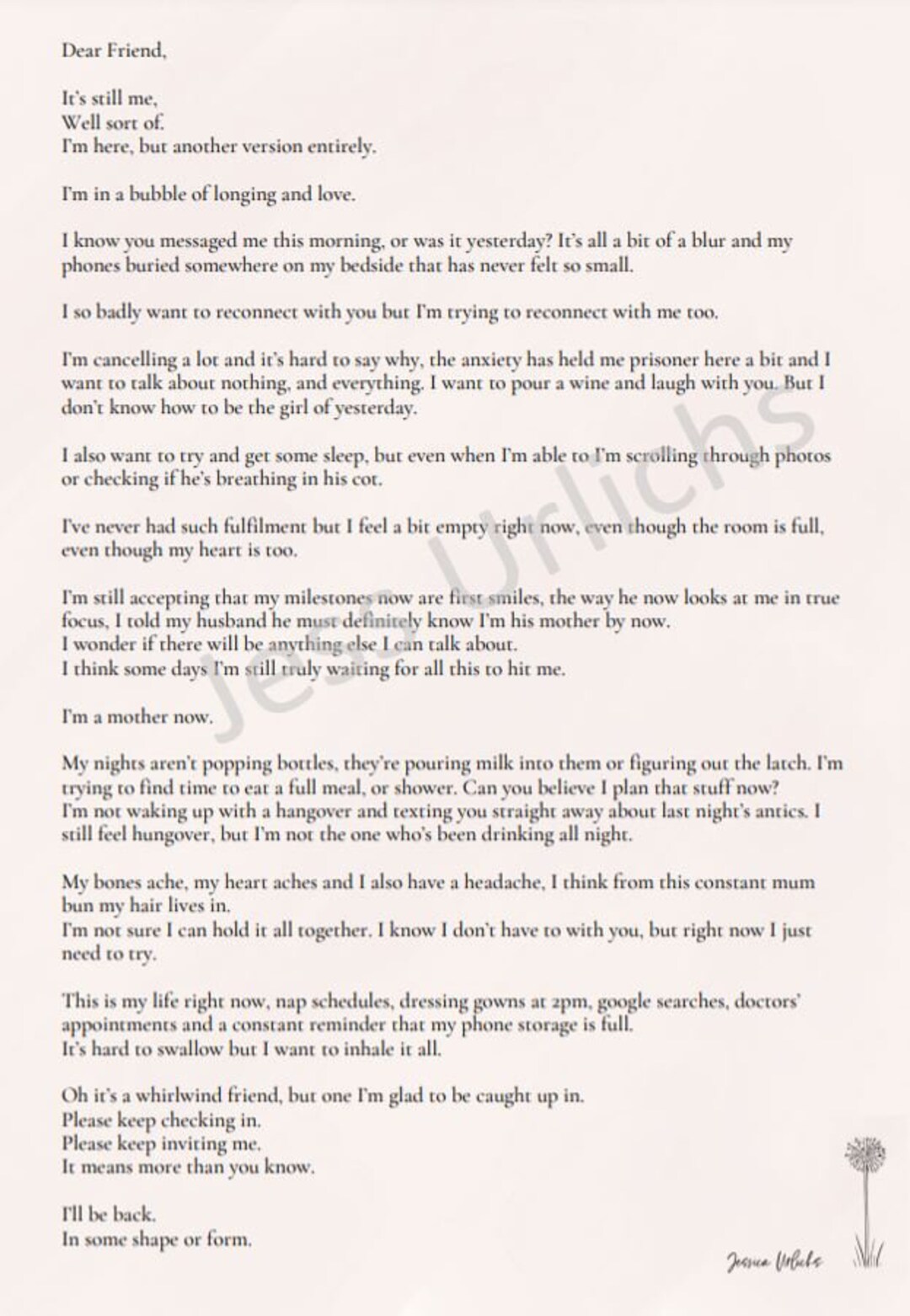 Dear Friend Poem (postpartum) - Etsy