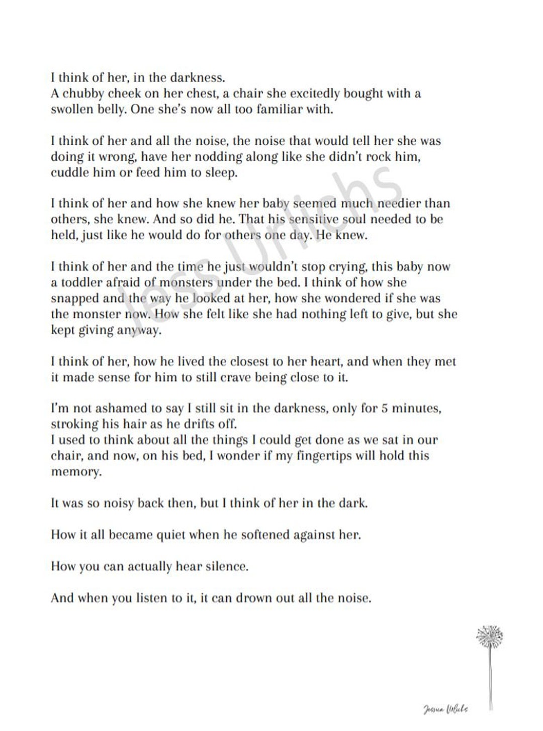 I Think of Her a Poem About Sleep - Etsy