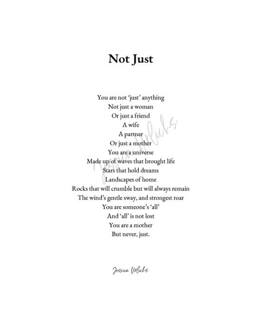 Not 'just' Poem (not Just A Mother) - Etsy