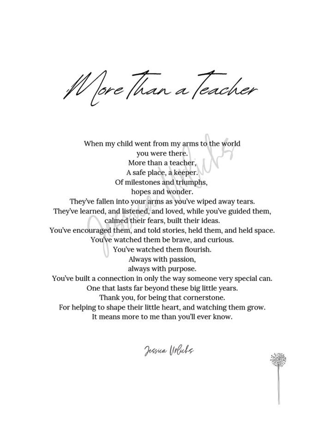 More Than a Teacher Poem (incl Educator Version) - Etsy