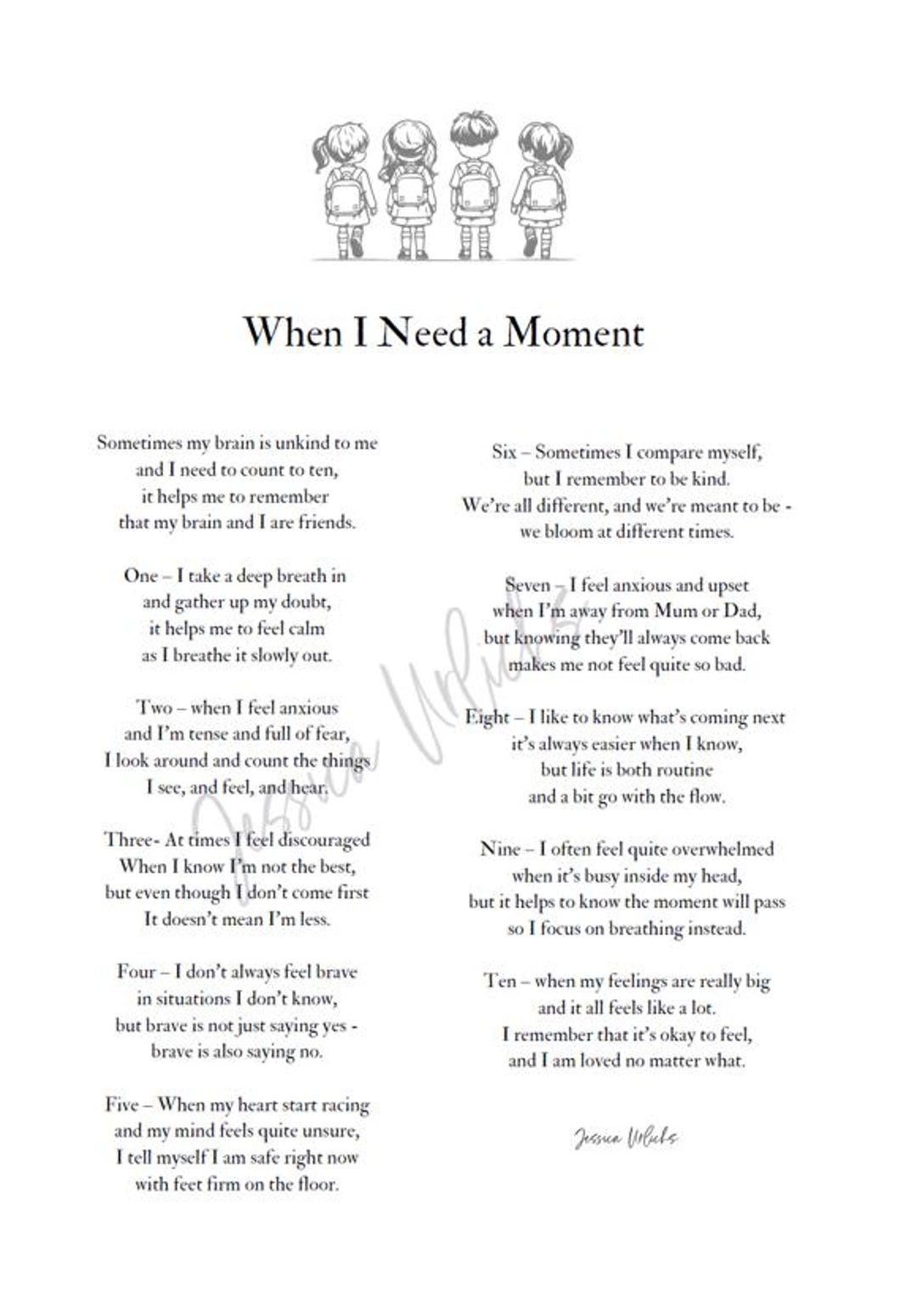 When I Need a Moment Poem (some Coping Tools for Kids) - Etsy