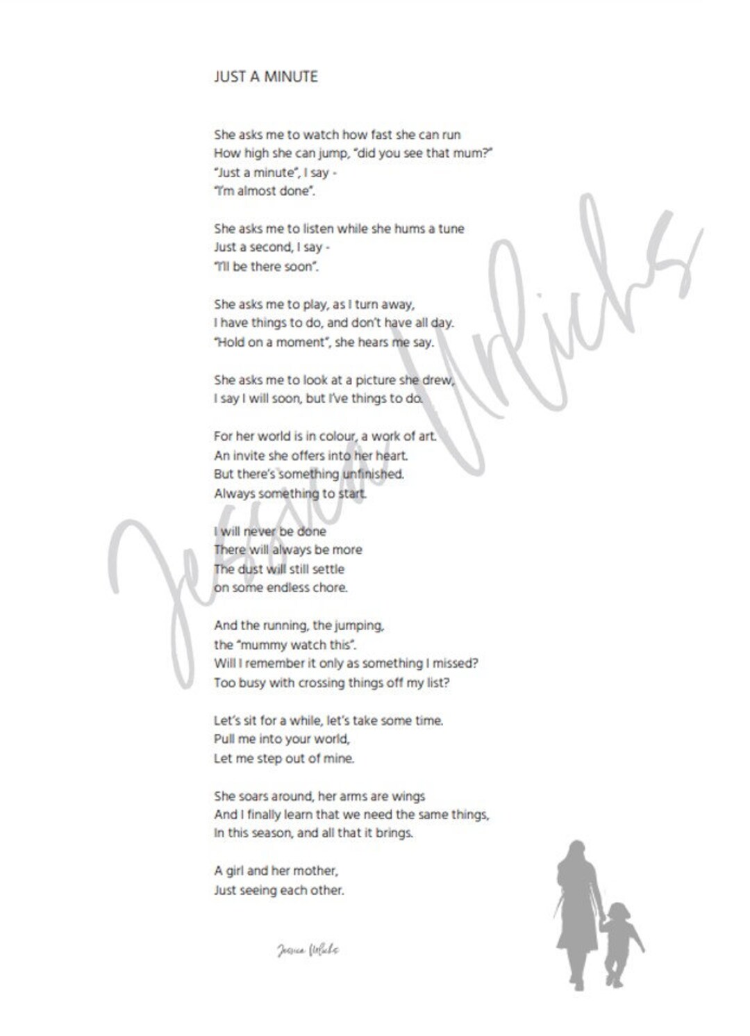 Just A Minute Poem (she Version) - Etsy