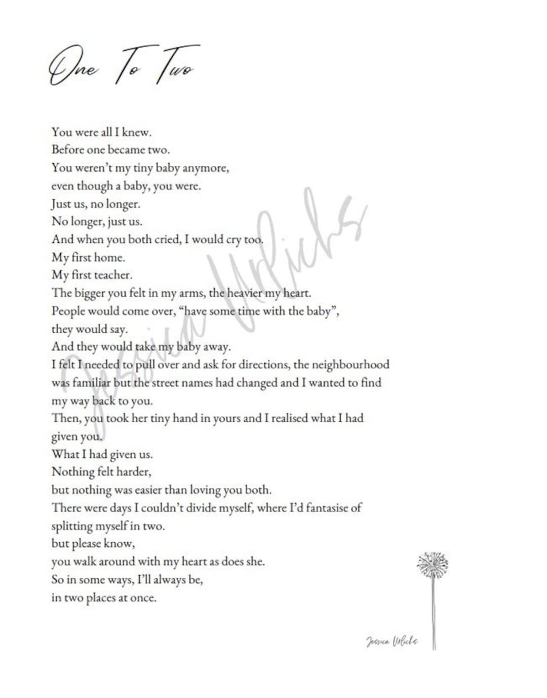 One to Two Poem - Etsy