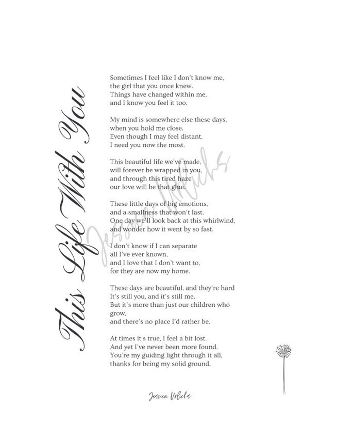 This Life With You - Poem for Your Partner - Etsy