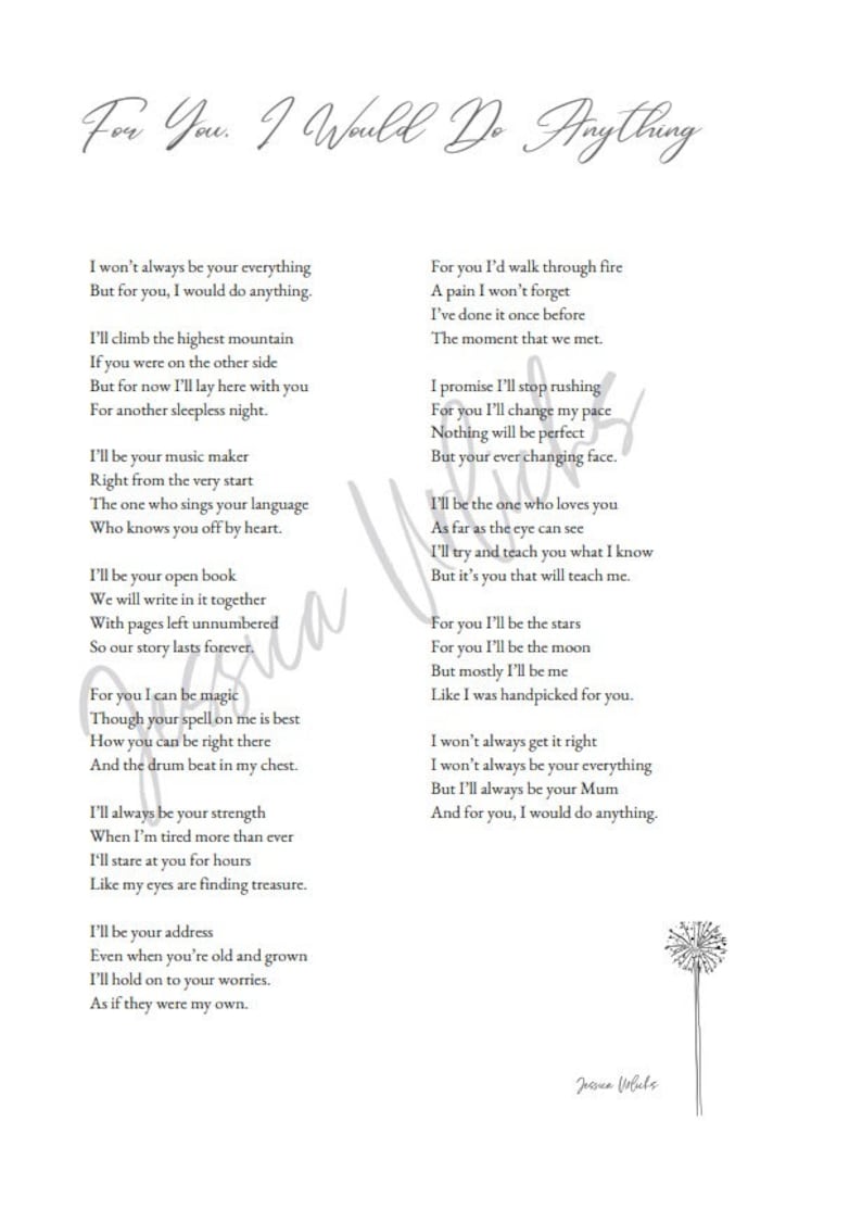 For You, I Would Do Anything Poem - Etsy