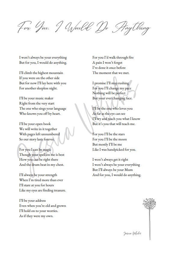 For You, I Would Do Anything Poem - Etsy