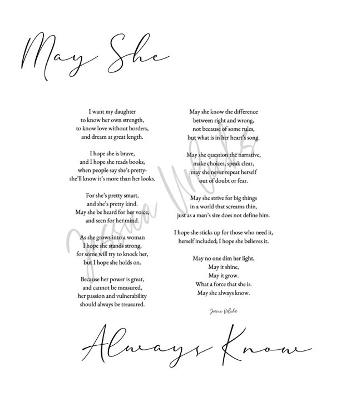 May She Always Know Poem With Design - Etsy