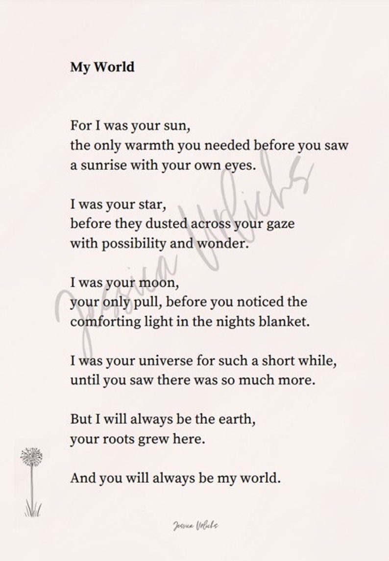 My World Poem beige Background - Etsy