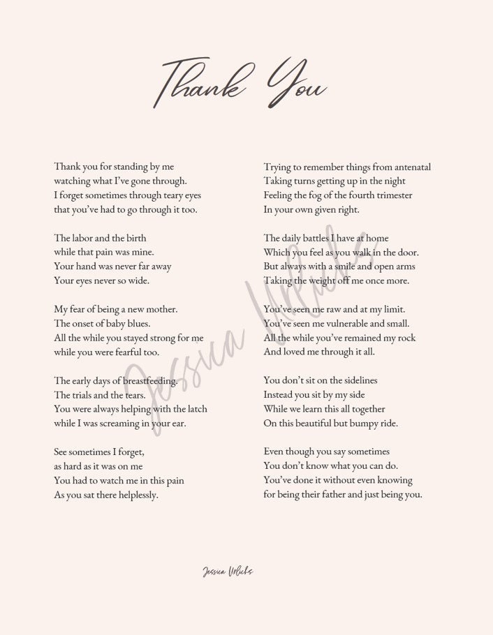 Thank You Poem for Your Partner original Version - Etsy UK