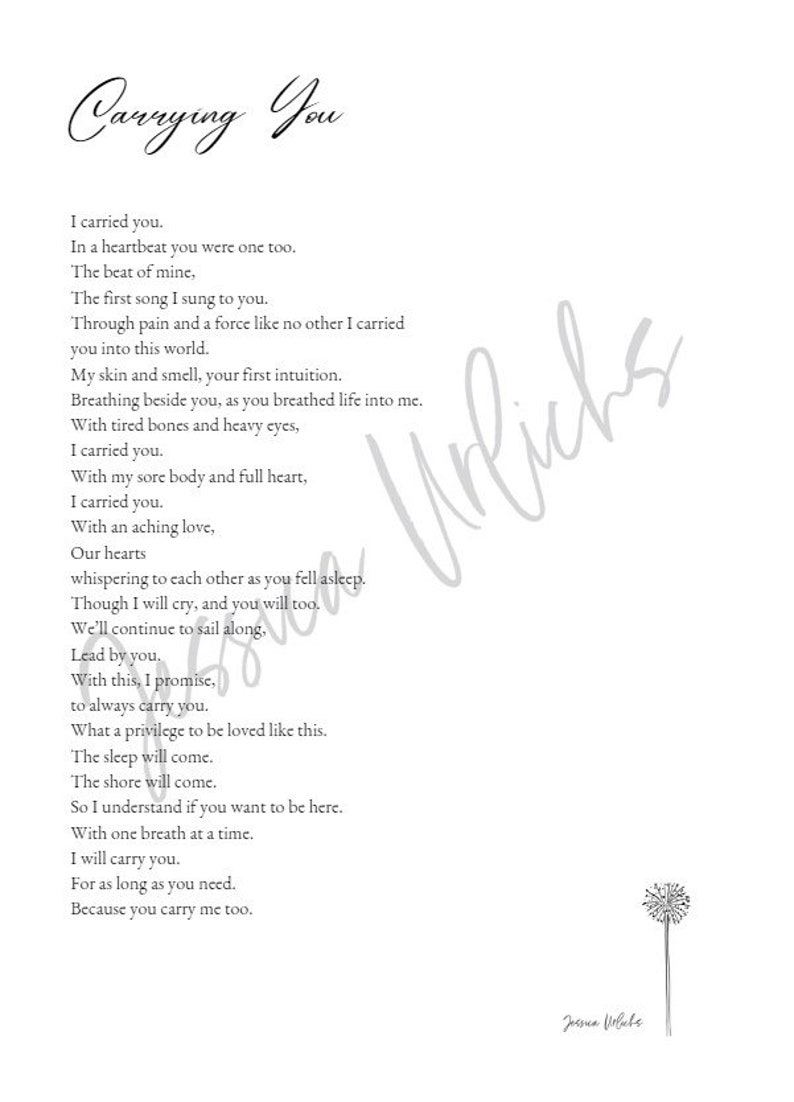 Carrying You Poem - Etsy