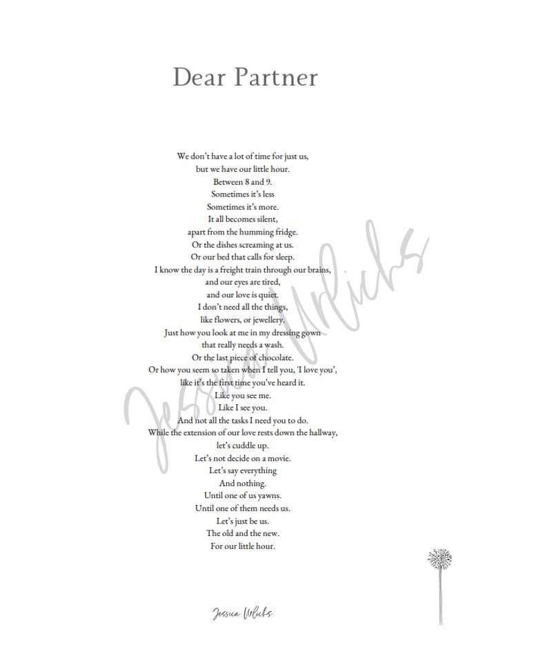 Dear Husband Poem (our Little Hour) - 'dear Partner' Version Included ...