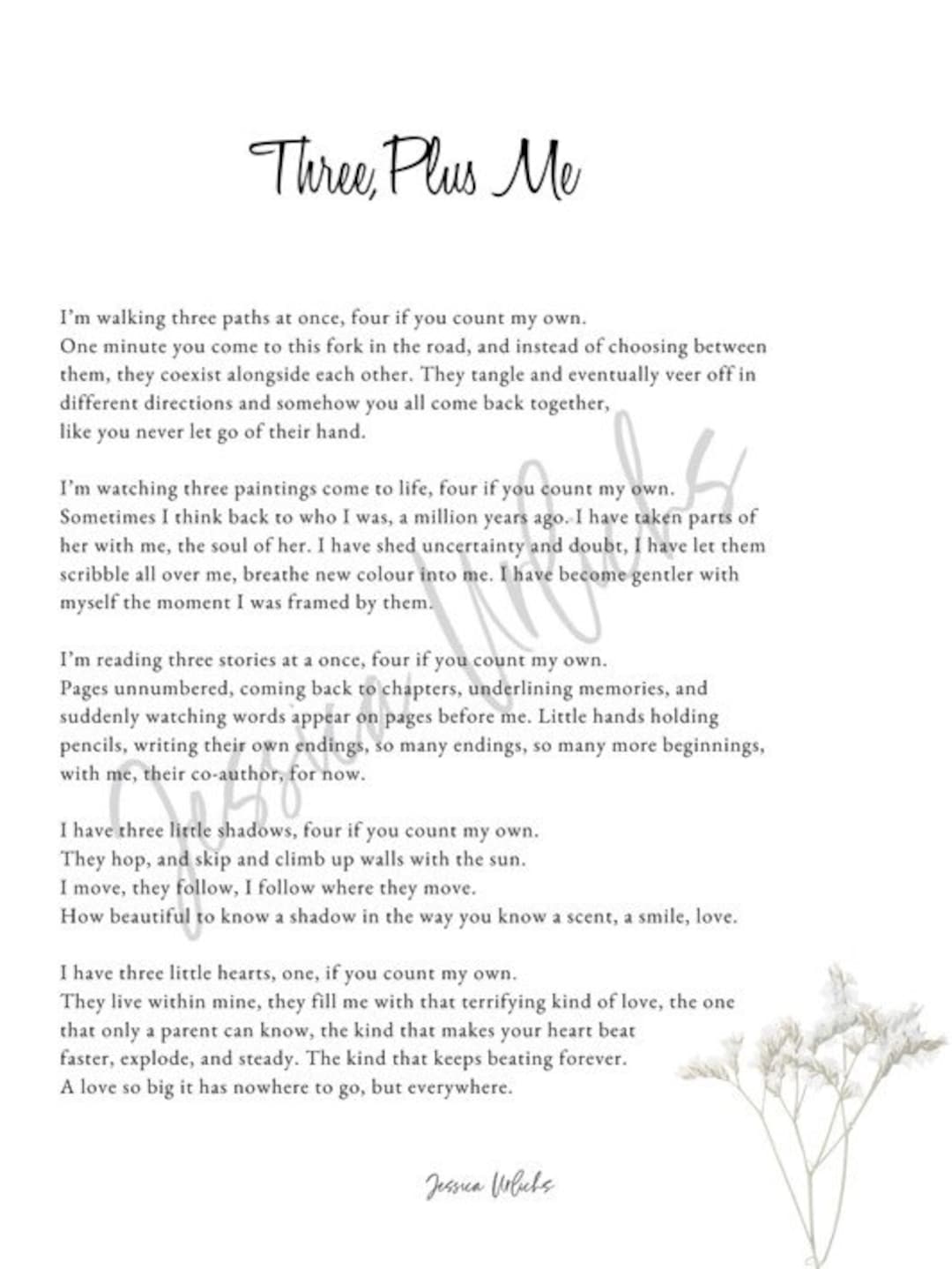 Three Plus Me Poem - Etsy