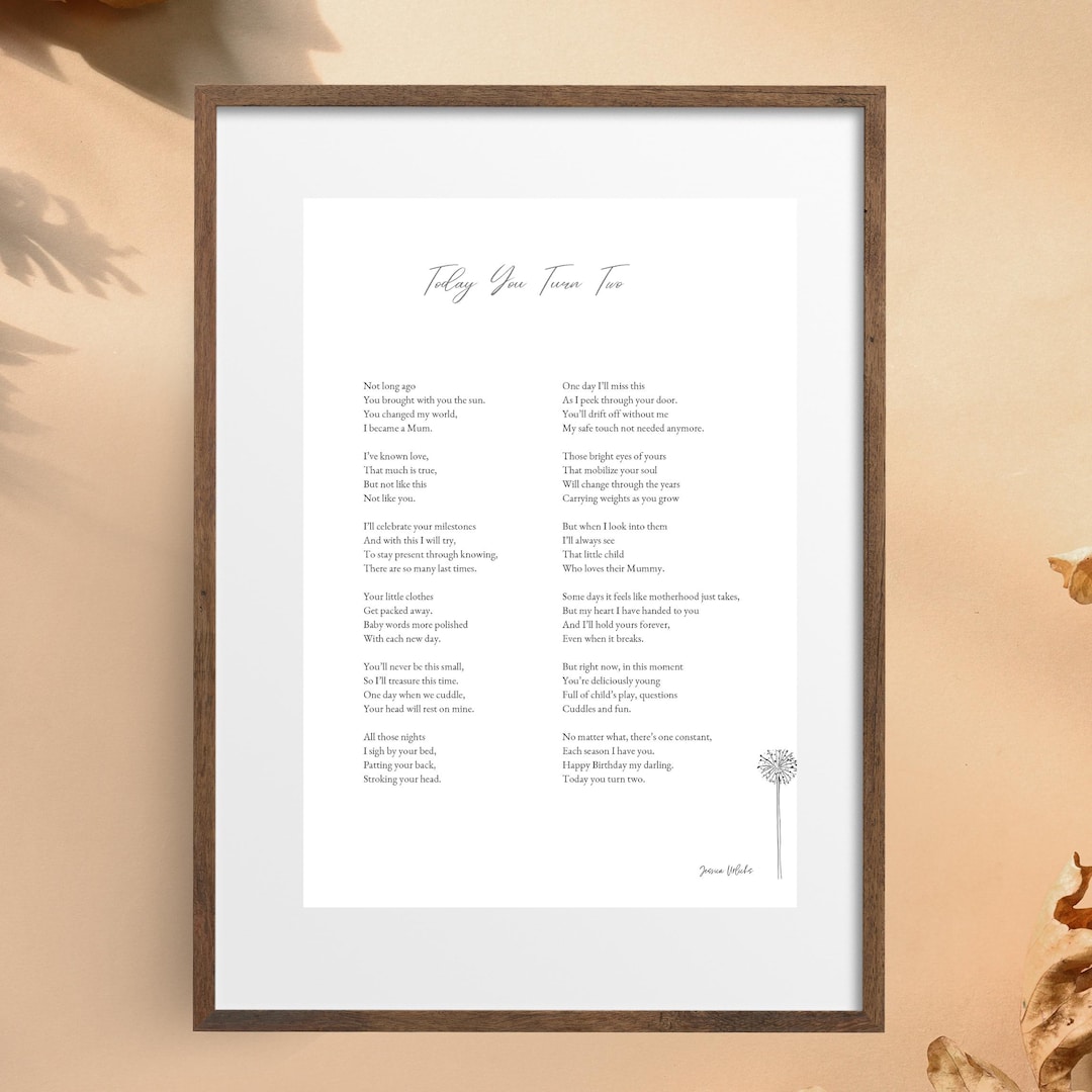 Today You Turn Two (second Birthday Poem) - Etsy