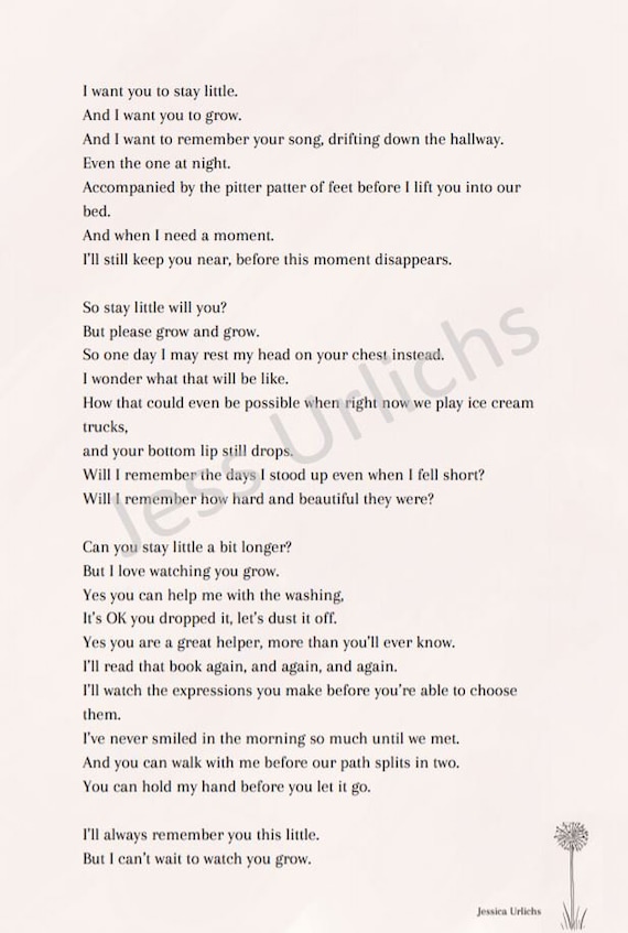 Can You Stay Little Poem - Etsy