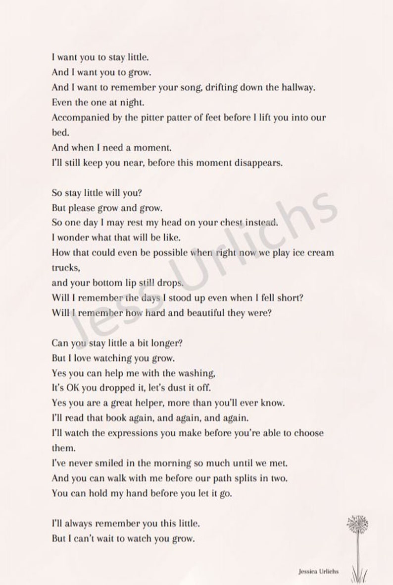 Can You Stay Little Poem - Etsy
