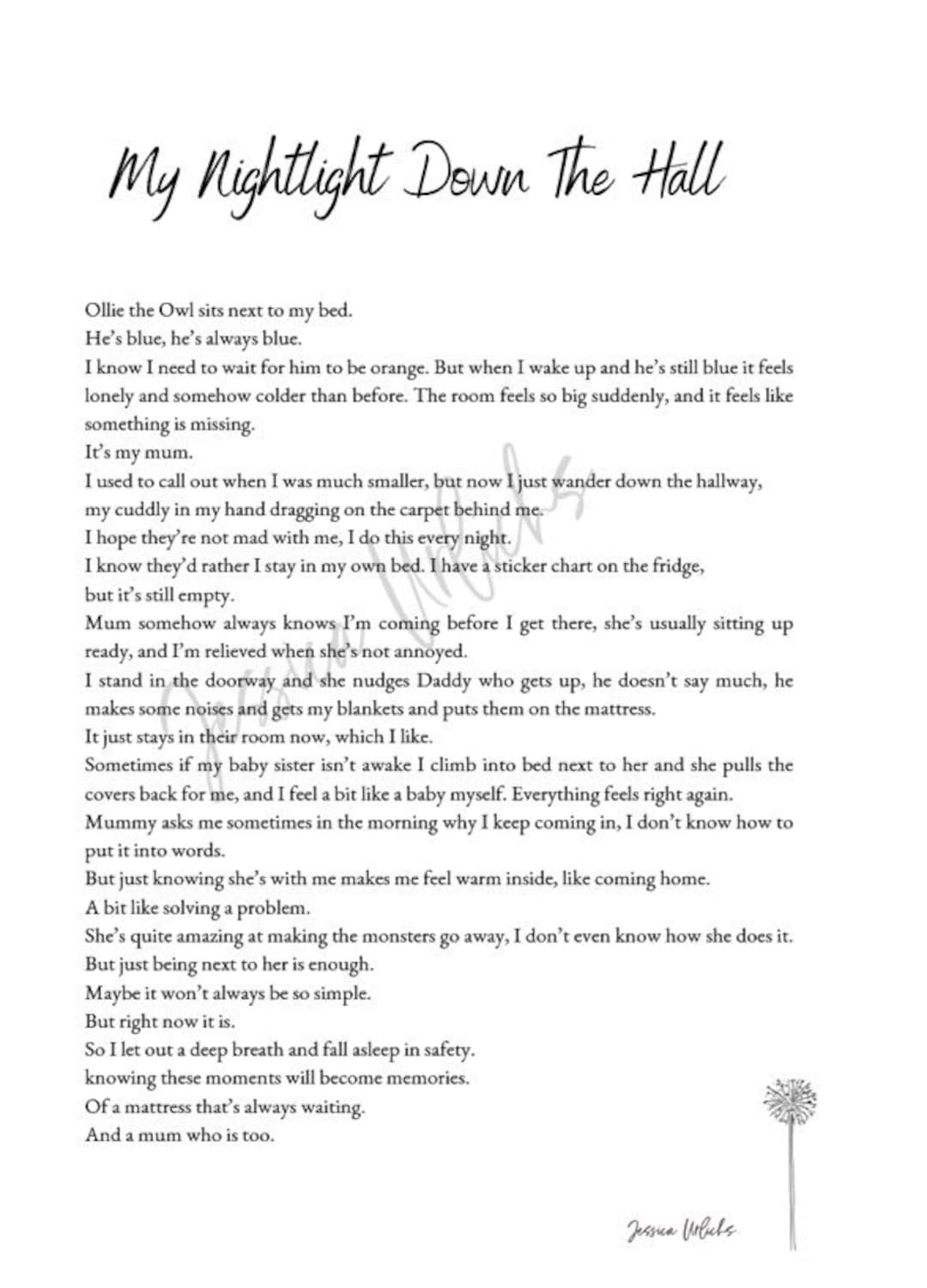 My Nightlight Down the Hall Poem (for the Children Who Don't Like to ...