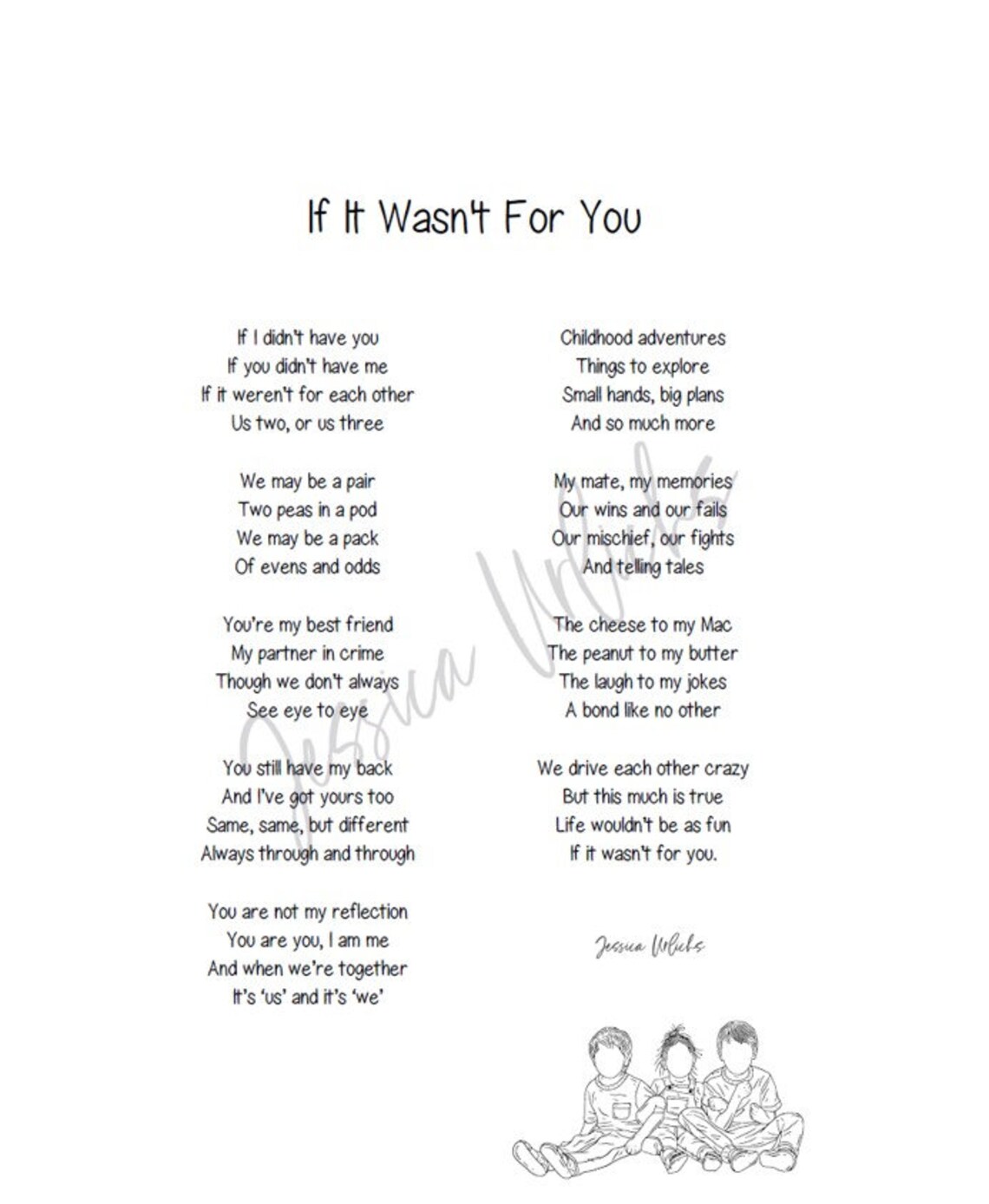 If It Wasn't for You siblings Poem - Etsy