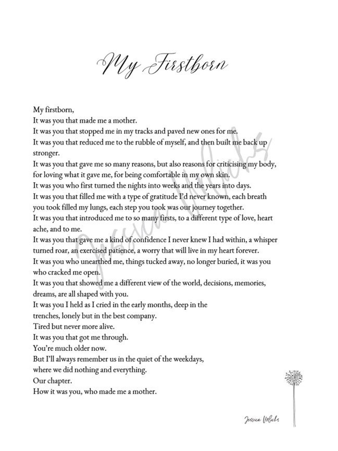 A Letter to My Firstborn Poem - Etsy