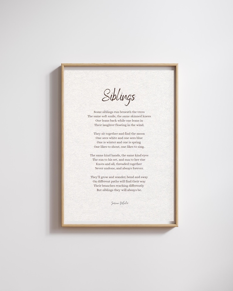 Siblings Poem - Etsy