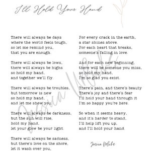 I'll Hold Your Hand Poem - Etsy