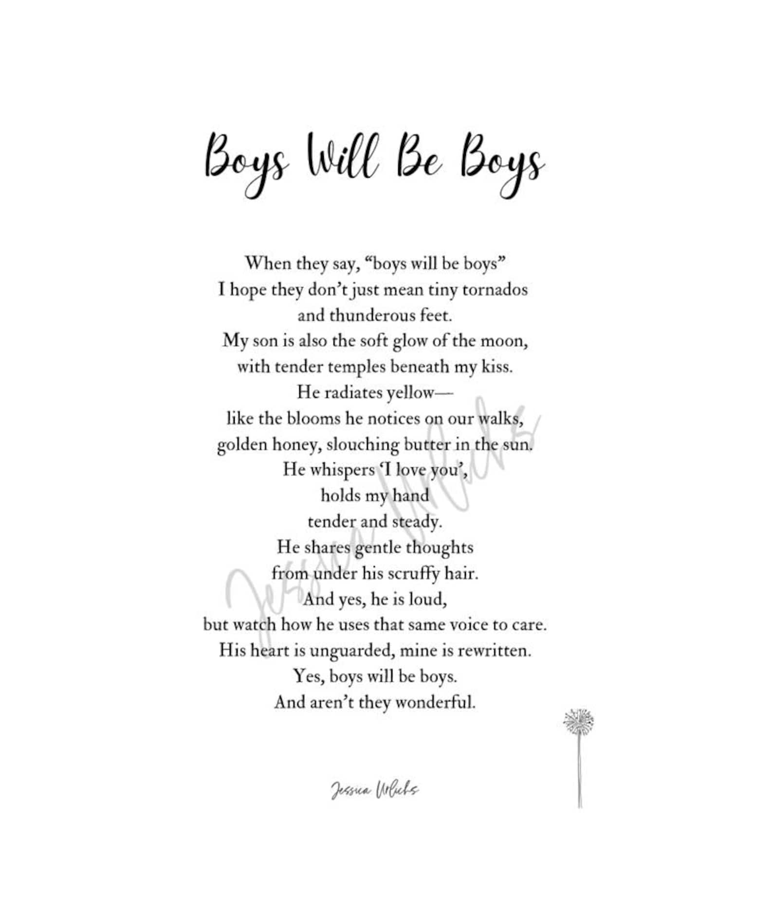 Boys Will Be Boys Poem - Etsy