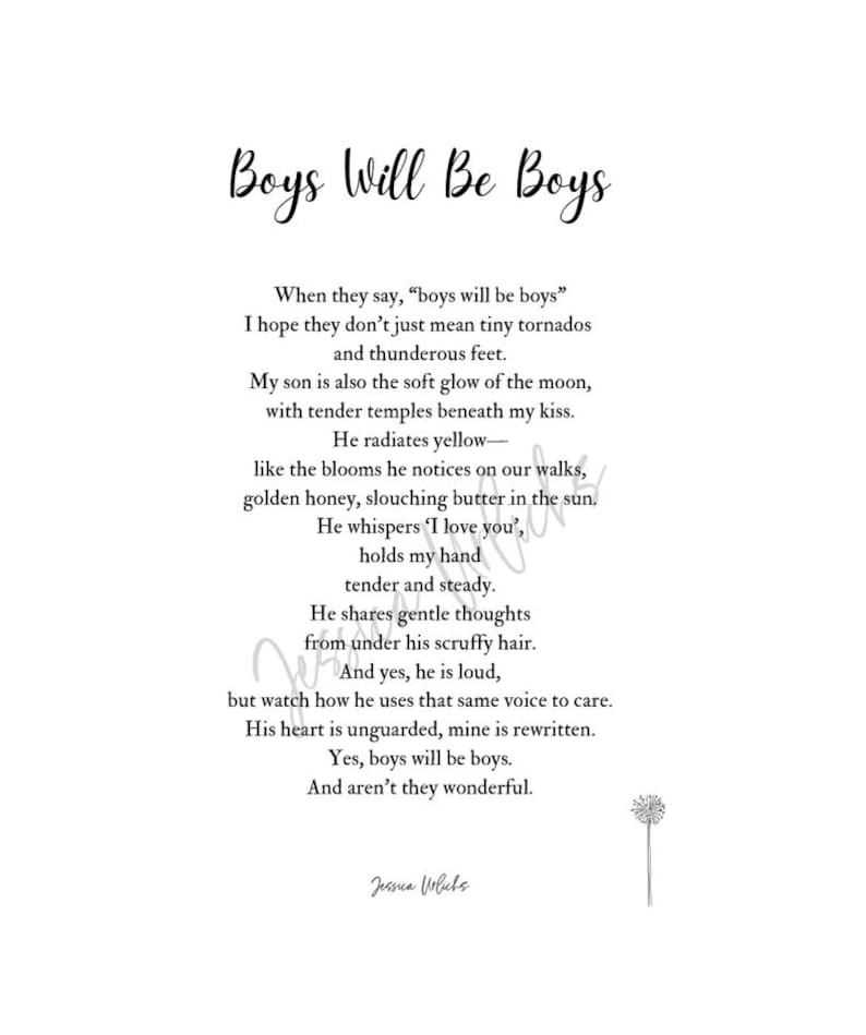Boys Will Be Boys Poem - Etsy