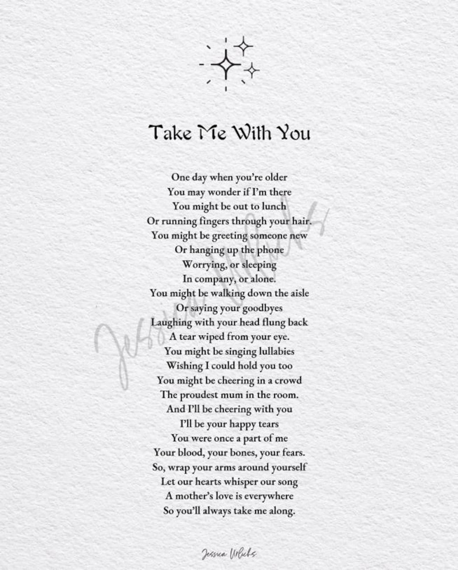 Take Me With You Poem - Etsy