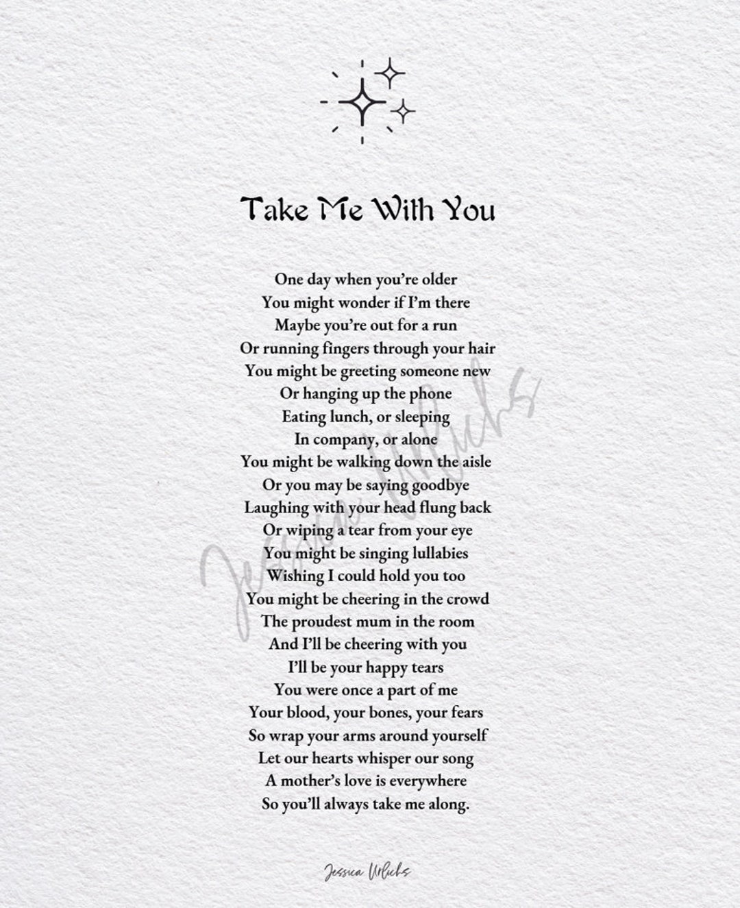 Take Me With You Poem - Etsy