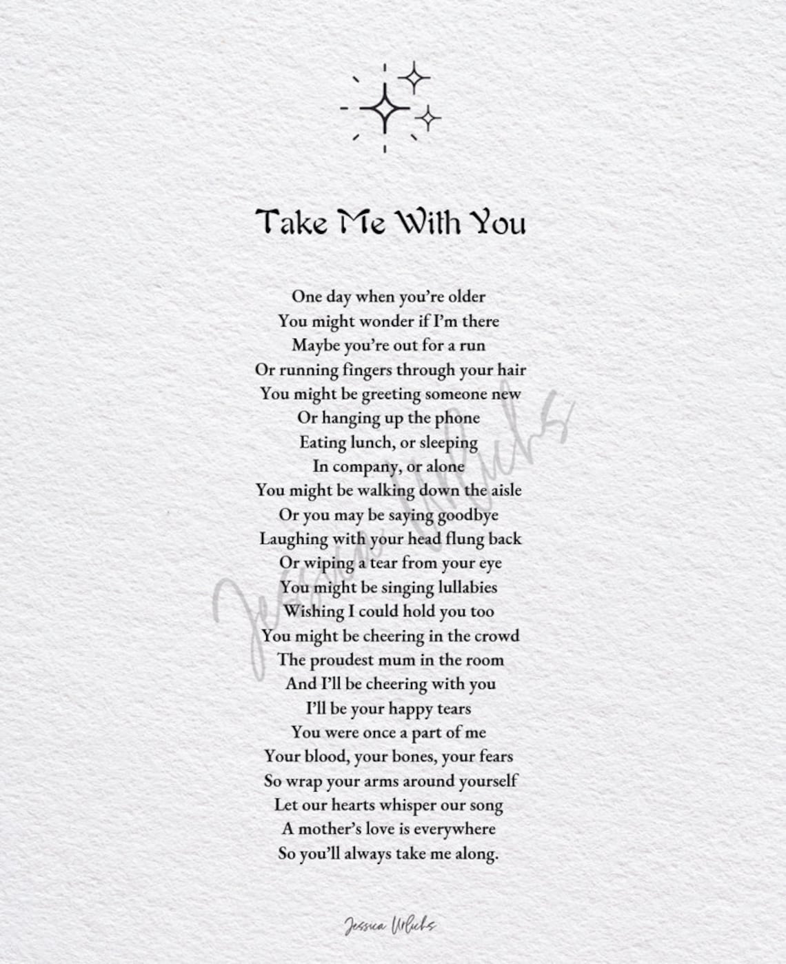 Take Me With You Poem - Etsy