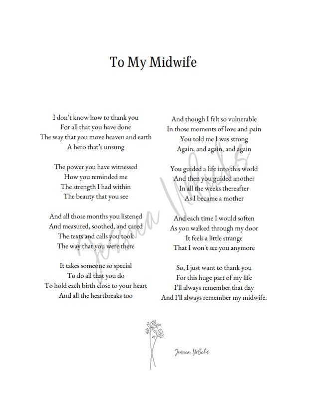 To My Midwife Poem - Etsy