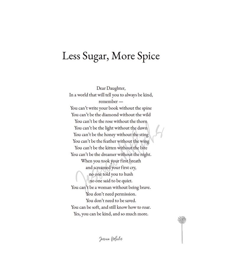 Less Sugar, More Spice Poem (for Our Daughters) - Etsy