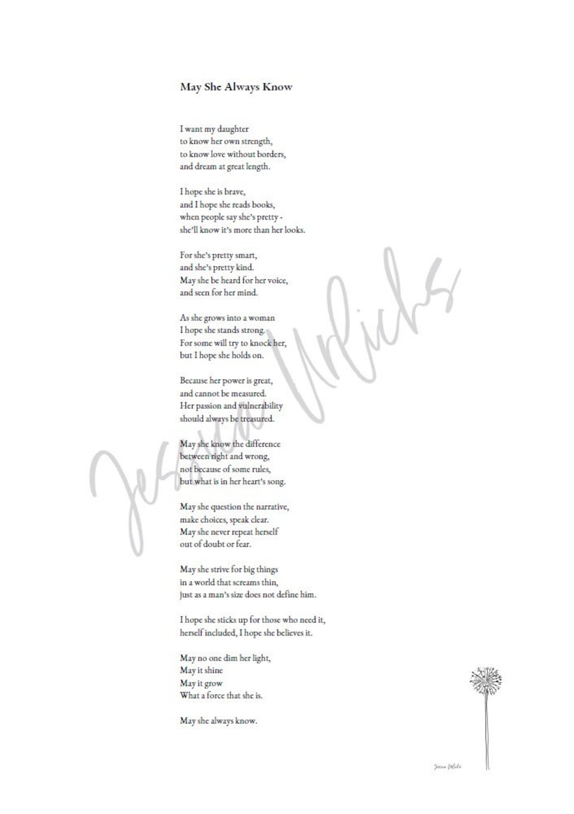 May She Always Know (a Poem to My Daughter) - Etsy