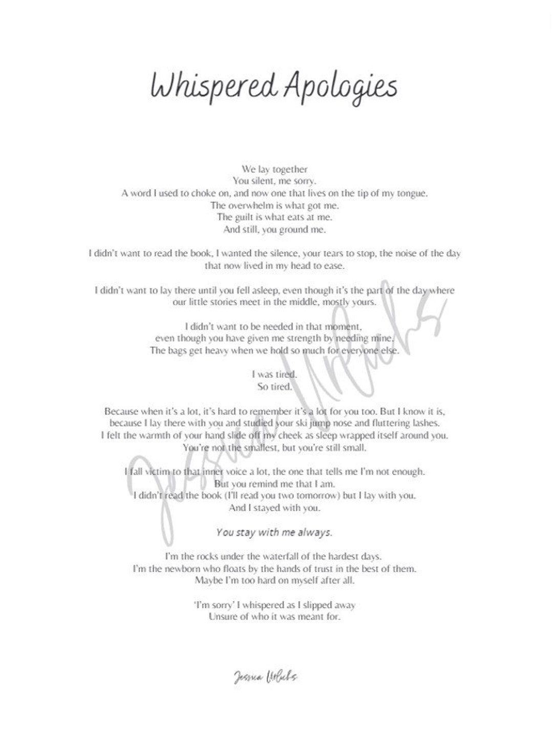 Whispered Apologies Poem - Etsy